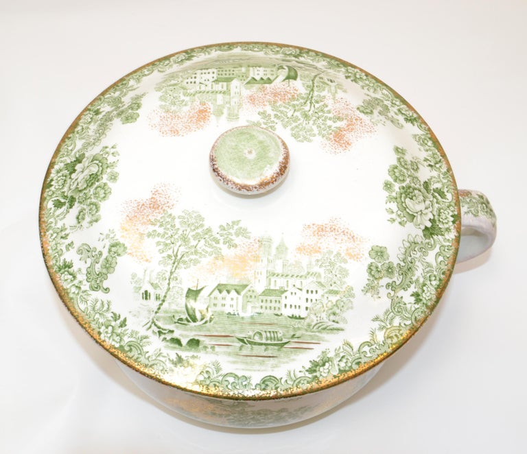 British Colonial Vintage Gilt Ceramic Chamber Pot Togo Colonial Pottery ...