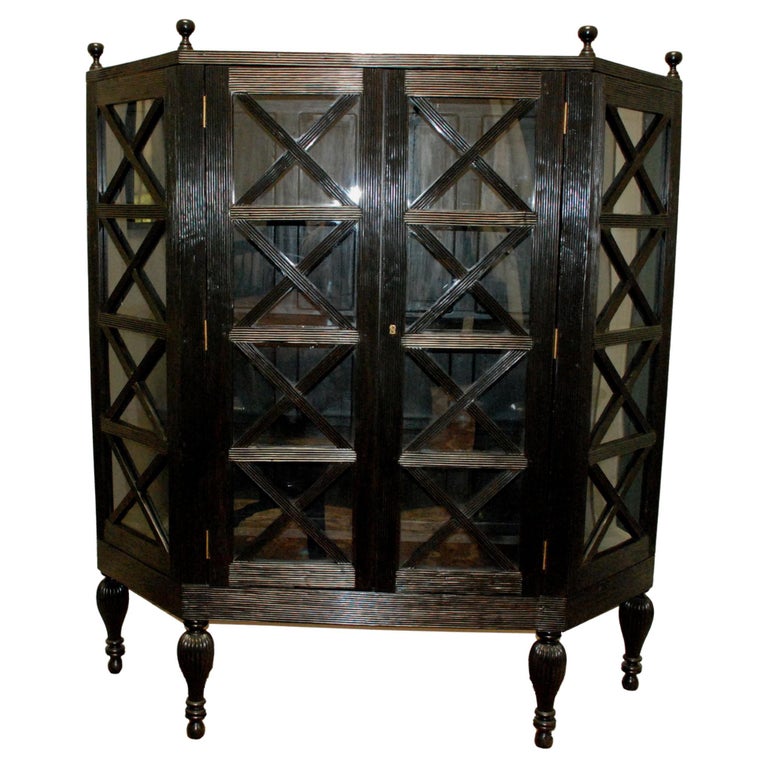 British Colonial X-Design Display Cabinet Reproduction For Sale at 1stDibs