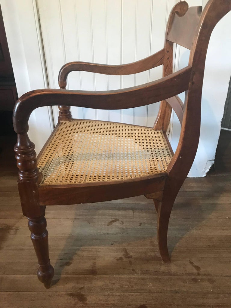 British Colonial, Ceylonese, Solid Satinwood Caned Armchair, circa 1900 ...
