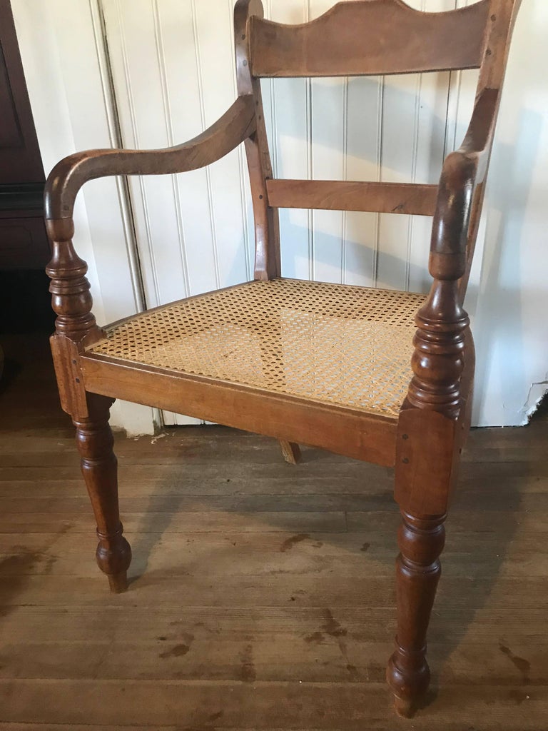British Colonial, Ceylonese, Solid Satinwood Caned Armchair, circa 1900 ...