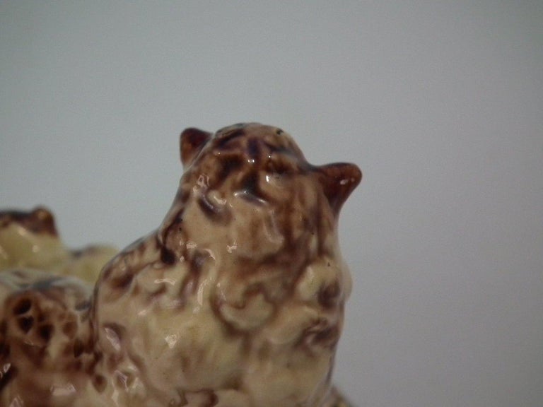 British Creamware Style Pottery Ewe with Lamb Figure at 1stDibs