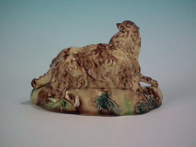 British Creamware Style Pottery Ewe with Lamb Figure at 1stDibs
