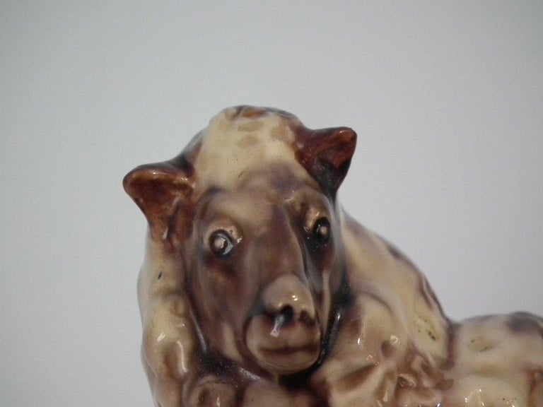 British Creamware Style Pottery Ewe with Lamb Figure at 1stDibs