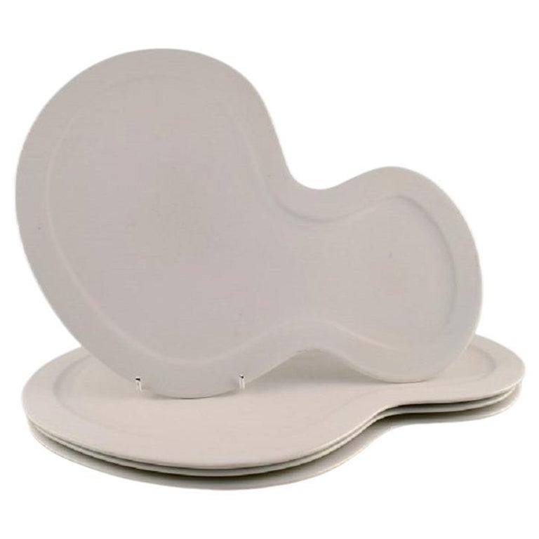 British Design, Four Large Freeform Plates in Glazed Porcelain, Late ...