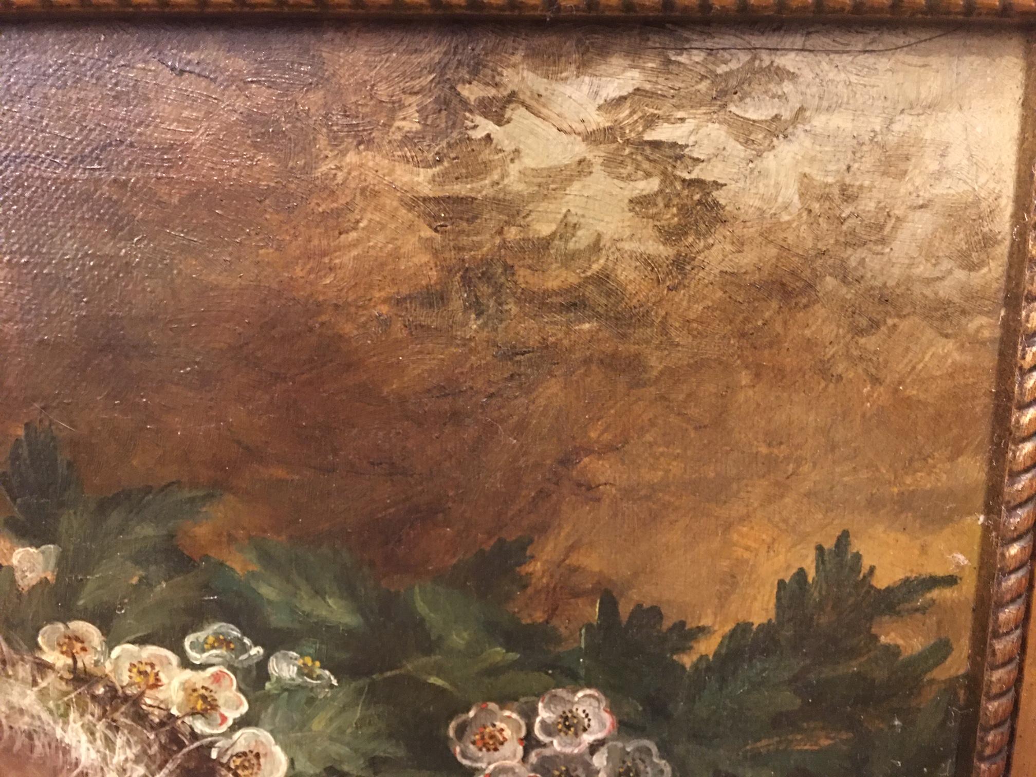 British Framed Oil on Canvas Painting "The Bird's Nest", Tom Hold, 19th Century at 1stDibs