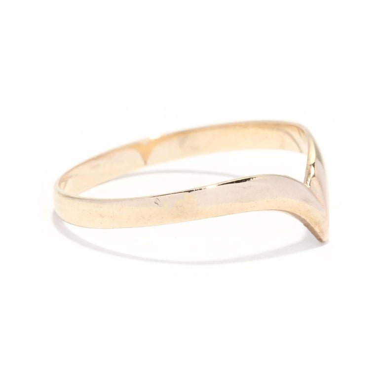 British Gold V Wedding Band, 9K Yellow Gold, Ring, Stackable V Band For ...