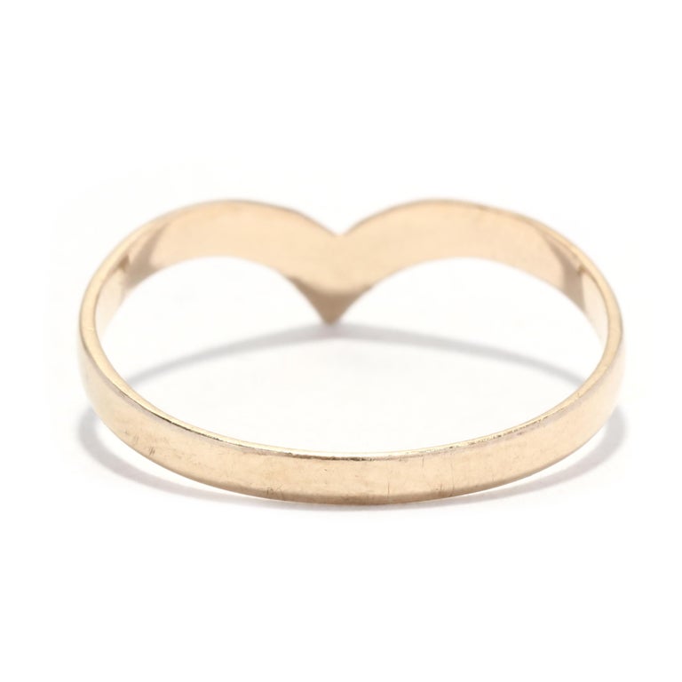 British Gold V Wedding Band, 9K Yellow Gold, Ring, Stackable V Band For ...