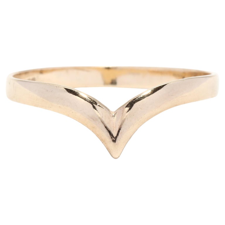 British Gold V Wedding Band, 9K Yellow Gold, Ring, Stackable V Band For ...
