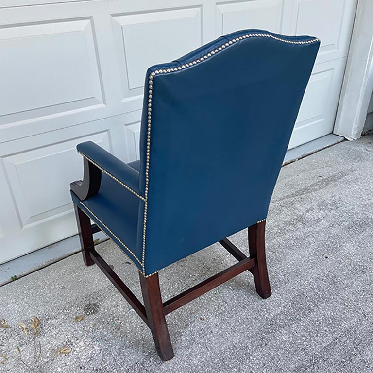 British Leather Button Tufted Back Armchair For Sale at 1stDibs