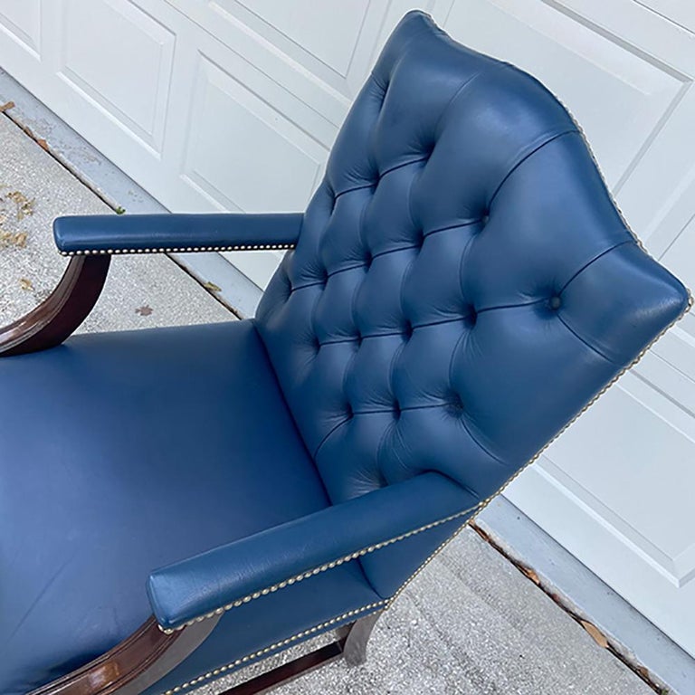 British Leather Button Tufted Back Armchair For Sale at 1stDibs