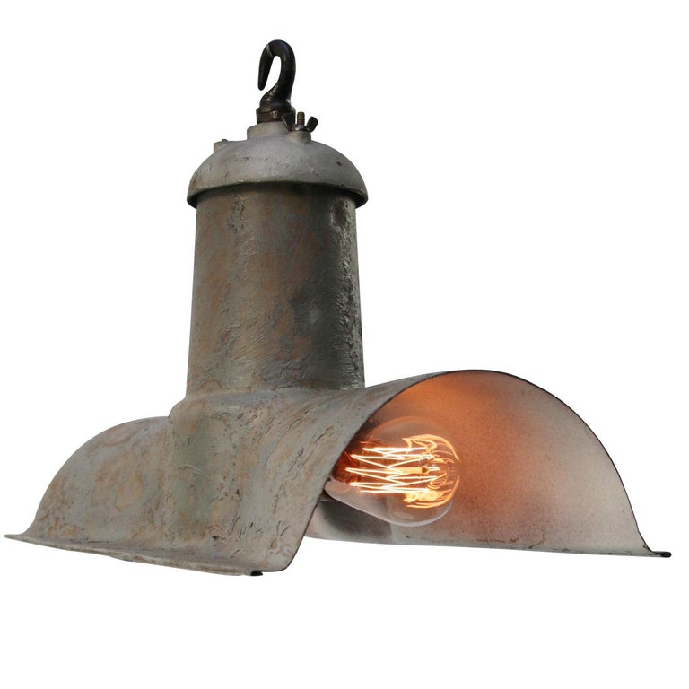 British metal industrial pendant light by Benjamin, UK For Sale at 1stDibs