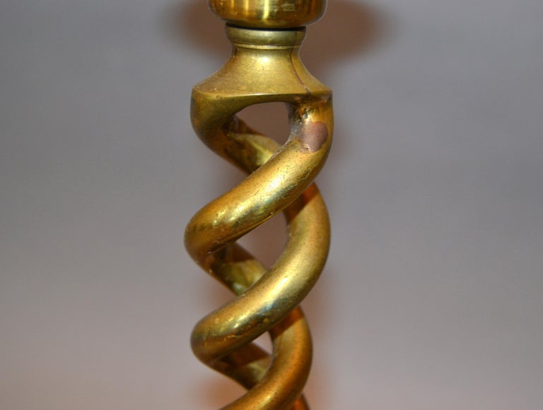 British Mid-Century Modern Spiral Bronze Candlesticks Made In England ...
