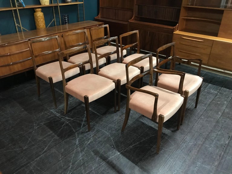 British Midcentury Rosewood Dining Chairs by Alfred Cox, Set of 8 For ...