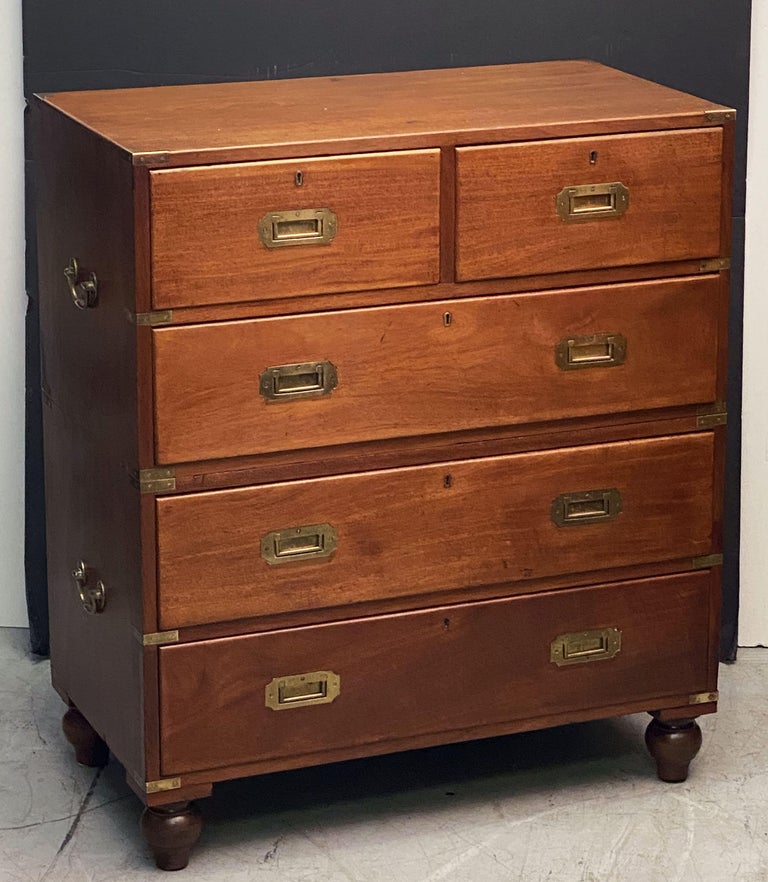 British Military Officer's Brass-Bound Campaign Chest of Mahogany at ...