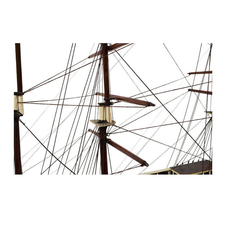 Antique Wood Nautical British Scale Model of Brig with Three Masts ...