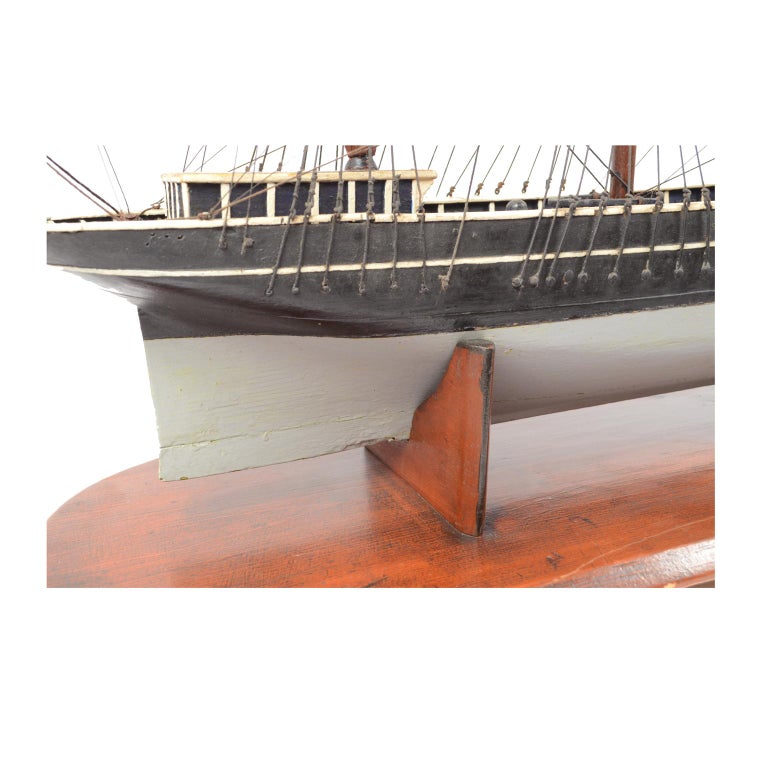 Antique Wood Nautical British Scale Model of Brig with Three Masts ...