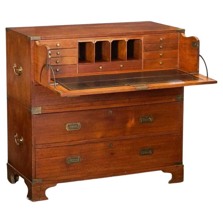 British Officer's Campaign Chest Secretary of Brass-Bound Teak at 1stDibs