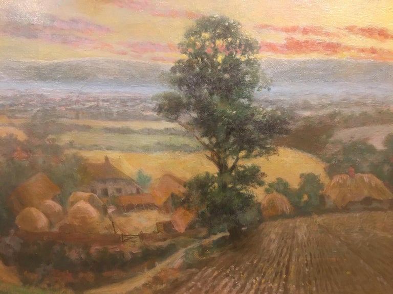 British Oil on Canvas "Valley of the Rothe" by F. M. de la Coze, 20th ...