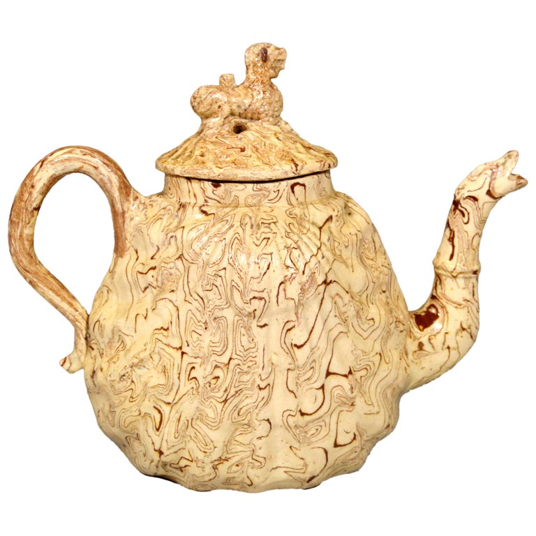 British Pottery Solid Agate Pecten Shell Teapot and Cover, circa 1755 ...