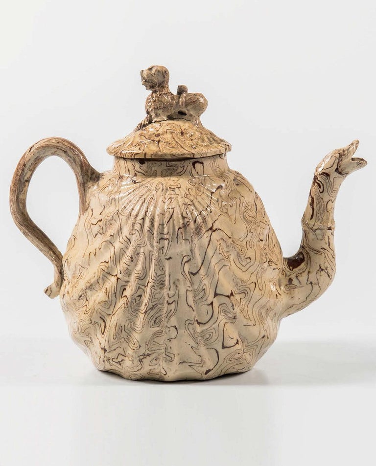 British Pottery Solid Agate Pecten Shell Teapot and Cover, circa 1755 ...