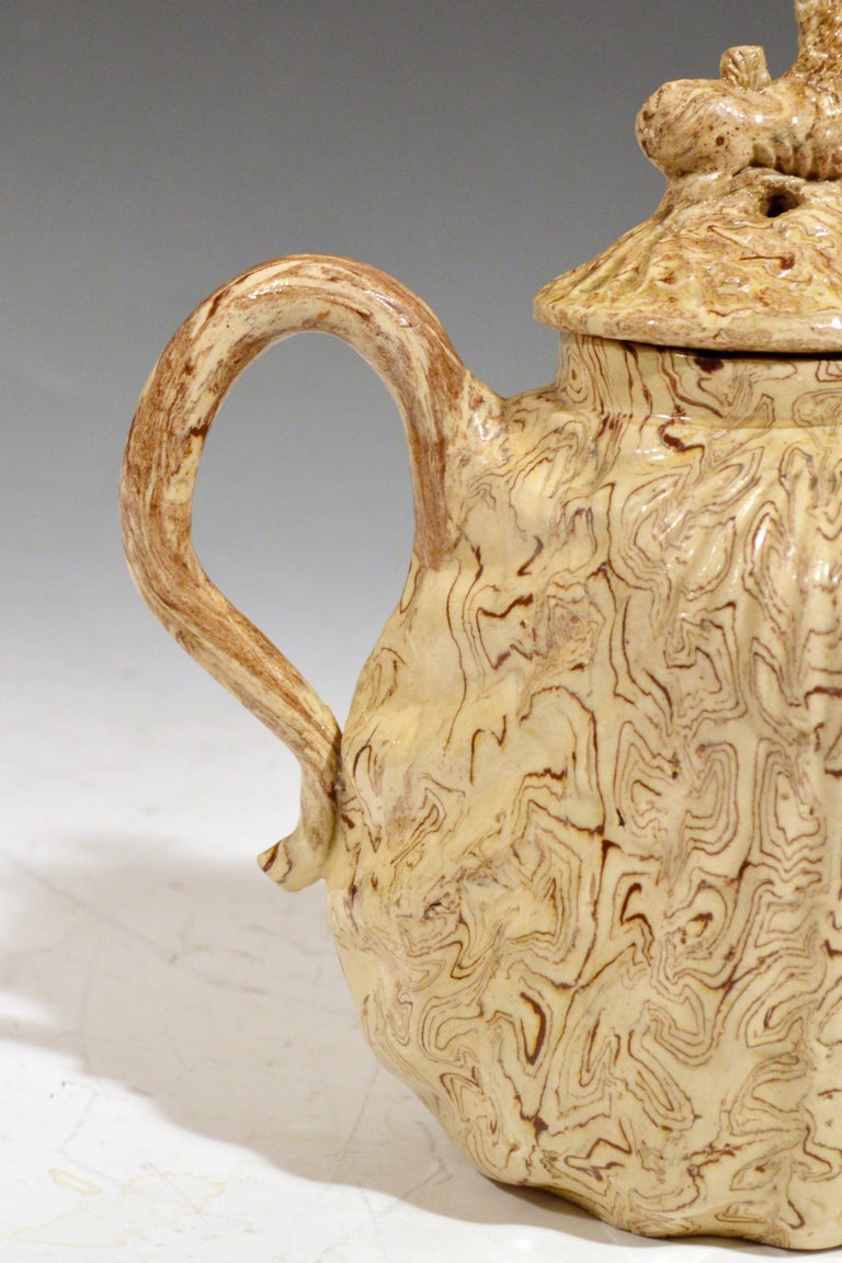 British Pottery Solid Agate Pecten Shell Teapot and Cover, circa 1755 ...