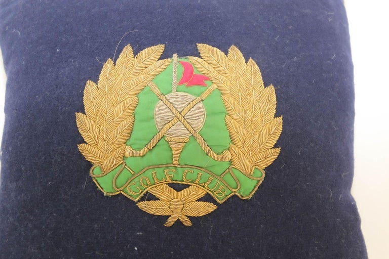 British Royal Golf Club Blue and Gold Thread Embroidered Pillow For ...