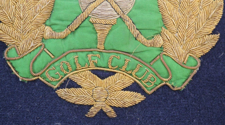 British Royal Golf Club Blue and Gold Thread Embroidered Pillow For ...