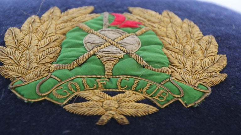 British Royal Golf Club Blue and Gold Thread Embroidered Pillow For ...