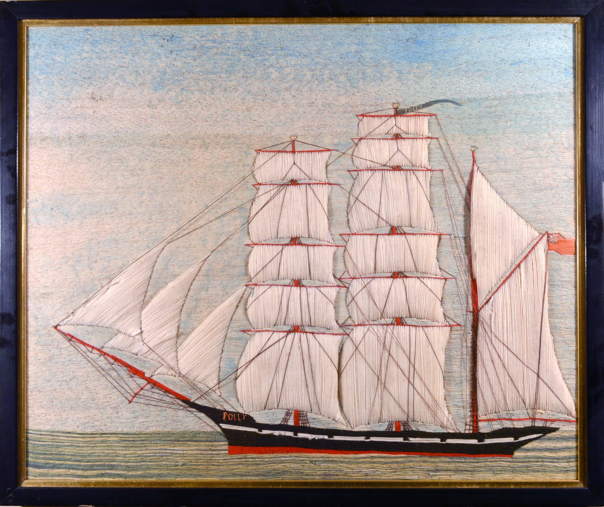 Large 19th Century Sailor's Woolie of Double Decker Ship of the Line ...