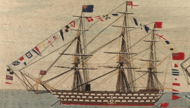 British Sailor's Woolwork Woolie of Two Battleships, One Fully Dressed ...