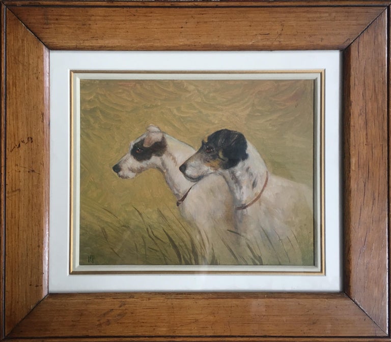 Unknown - Beloved Dogs, Fine Portrait of Two Dogs, Signed Oil Painting ...