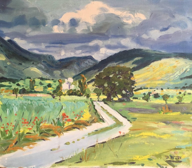 Unknown - Impressionist Oil of a British Country Lane For Sale at 1stDibs