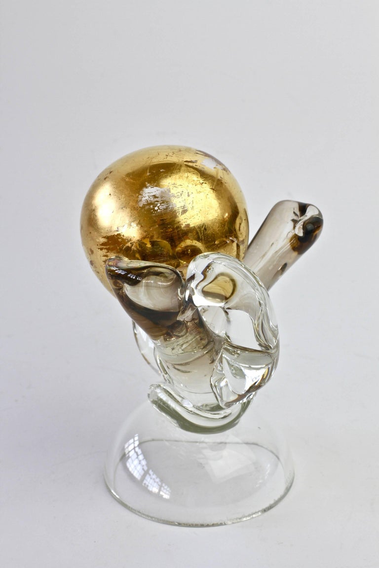 British Studio Art Glass 'Golden Globe' Sculpture signed by Adam ...