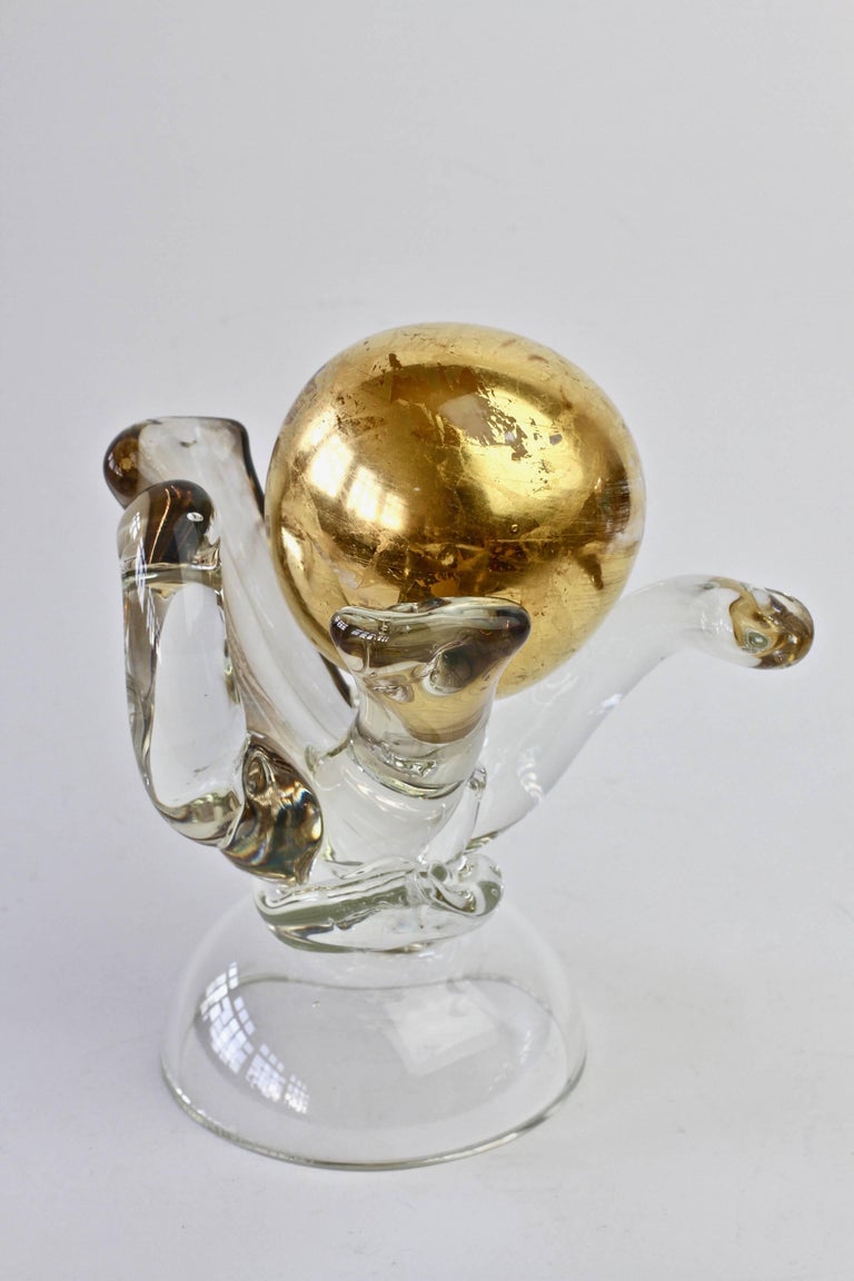 British Studio Art Glass 'Golden Globe' Sculpture signed by Adam ...