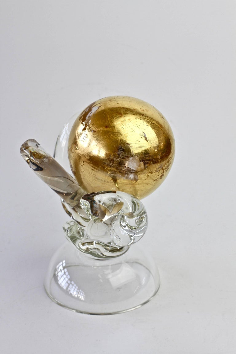 British Studio Art Glass 'Golden Globe' Sculpture signed by Adam ...