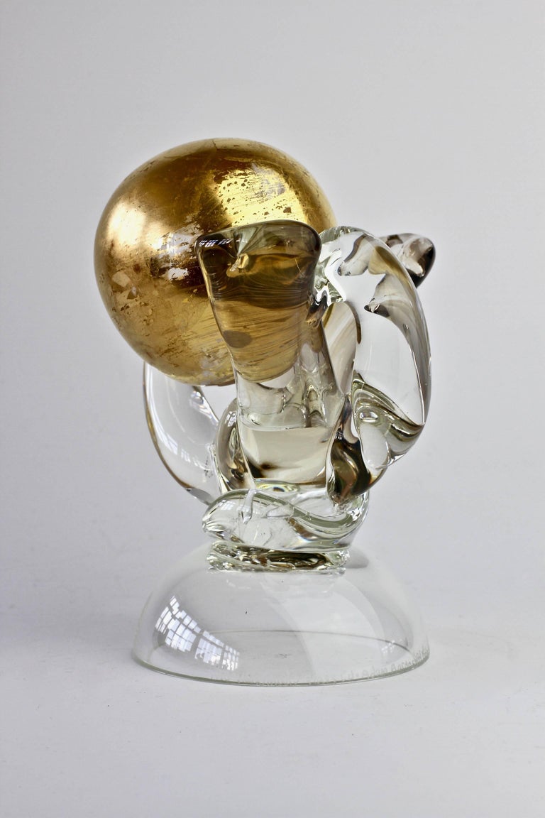 British Studio Art Glass 'Golden Globe' Sculpture signed by Adam ...
