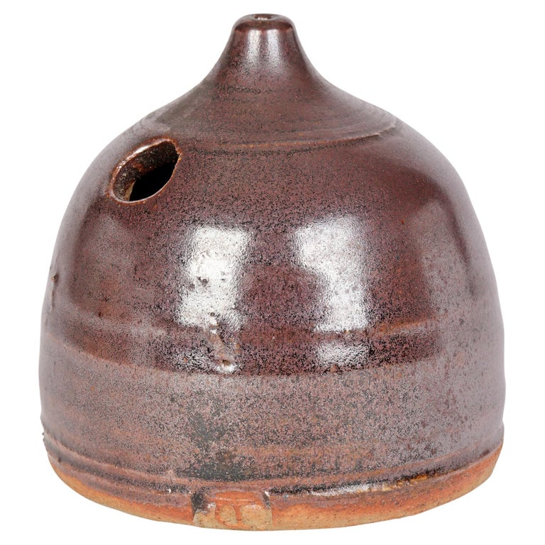 British Studio Pottery Brown Glazed Water Dropper or Inkwell For Sale ...