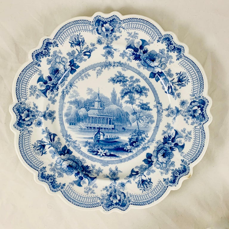 British Theme ‘Royal Sketches’ Blue on White Transferware Dinner Plates ...