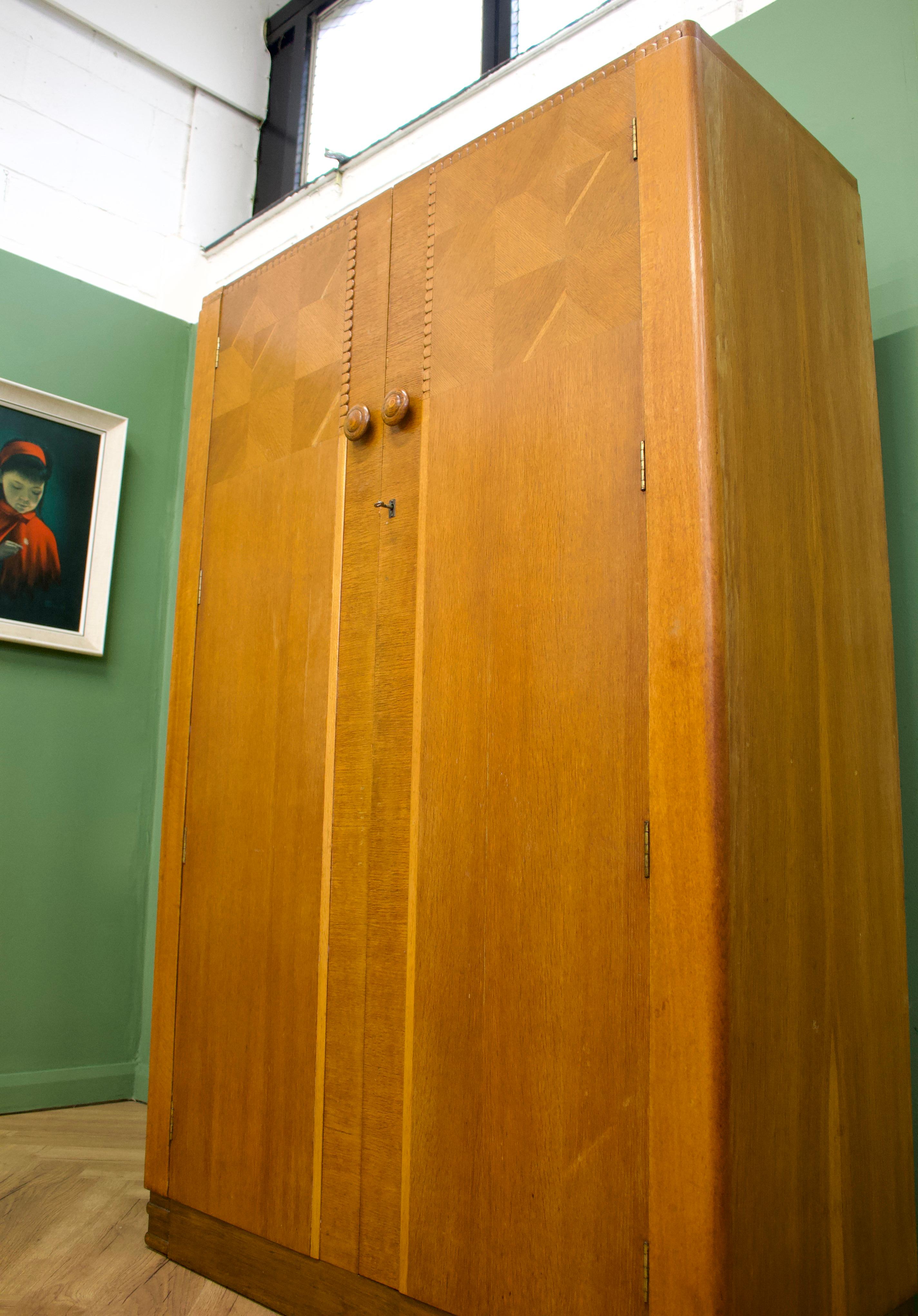 British Vintage Art Deco Oak Wardrobe, 1930s at 1stDibs | 1930s ...