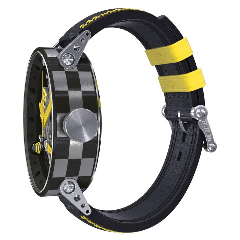 BRM Stainless Steel Yellow Automatic Watch with Engine-Design Movement ...