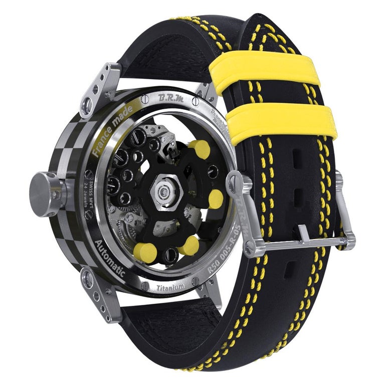 BRM Stainless Steel Yellow Automatic Watch with Engine-Design Movement ...