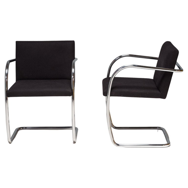 Brno Black Fabric Tubular Dining Chairs by Knoll, Set of 2 For Sale at ...