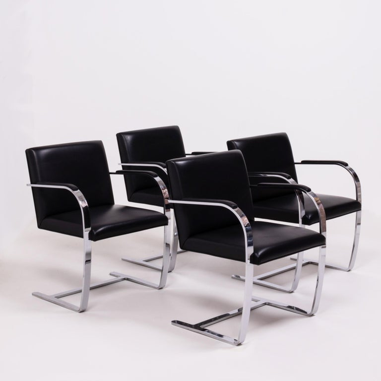 Brno Black Flat Bar Chairs, Knoll, Set of 4 at 1stDibs