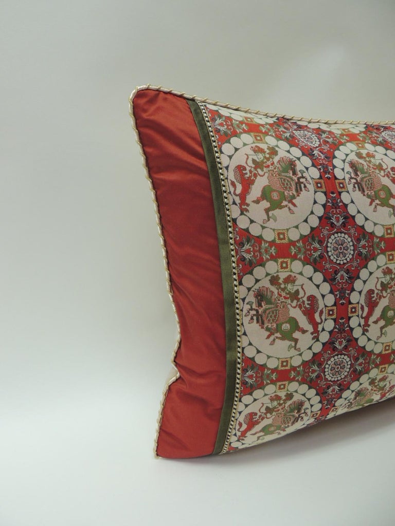 Brocade with Circular Design of Tigers and Japanese Warriors Bolster ...