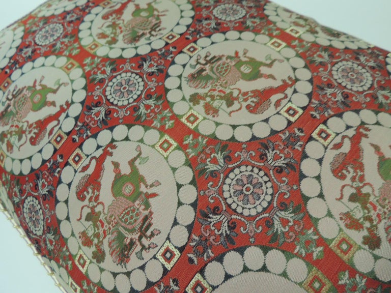 Brocade with Circular Design of Tigers and Japanese Warriors Bolster ...