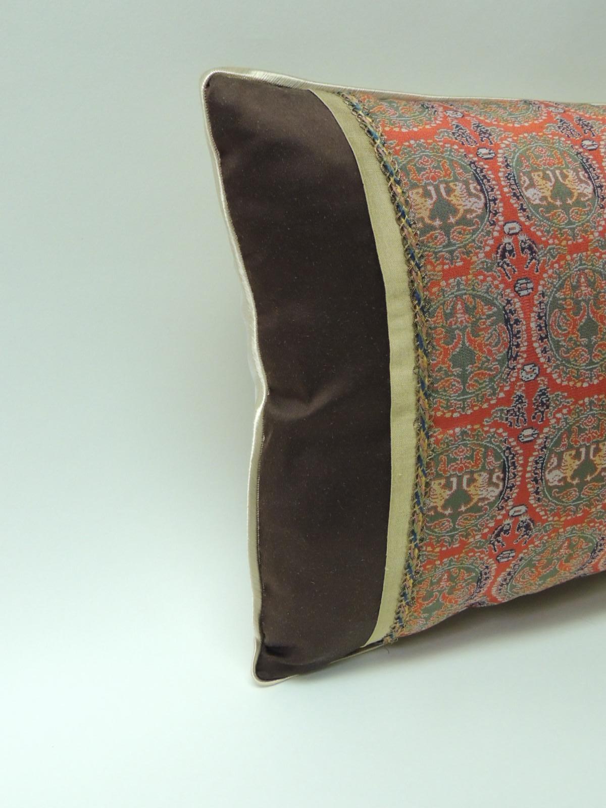 Brocade with Circular Design of Tigers and Phoenixes Lumbar Decorative ...