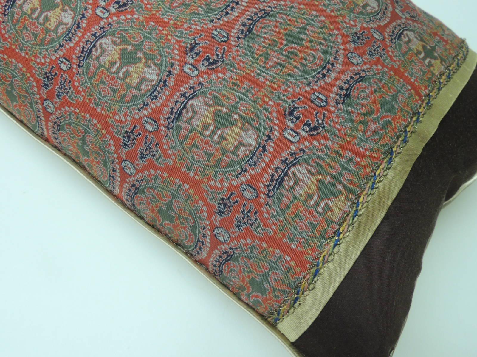 Brocade with Circular Design of Tigers and Phoenixes Lumbar Decorative ...