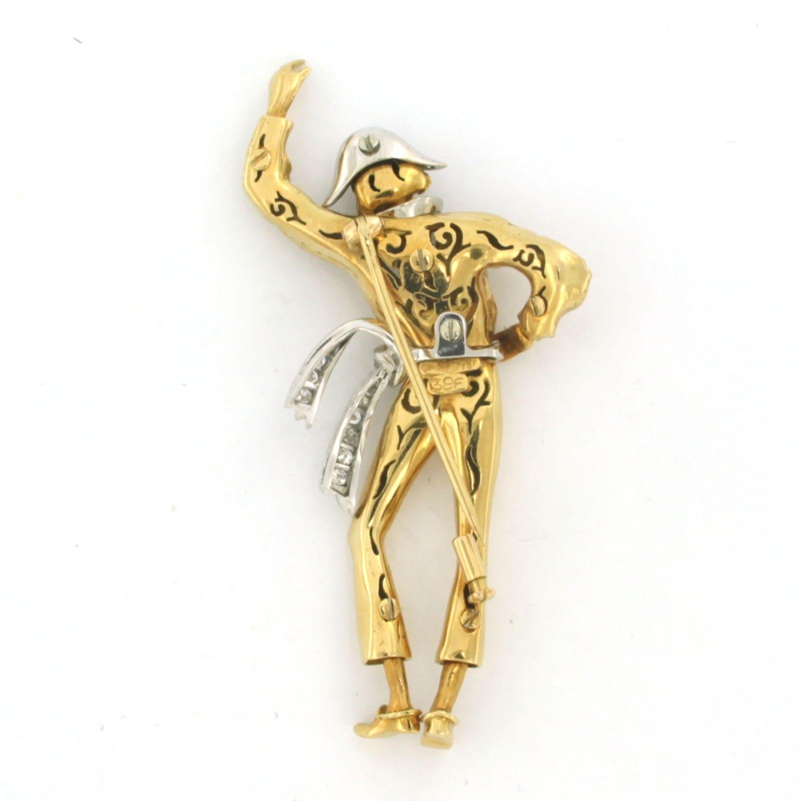 Broche with diamonds 18k bicolor gold For Sale at 1stDibs