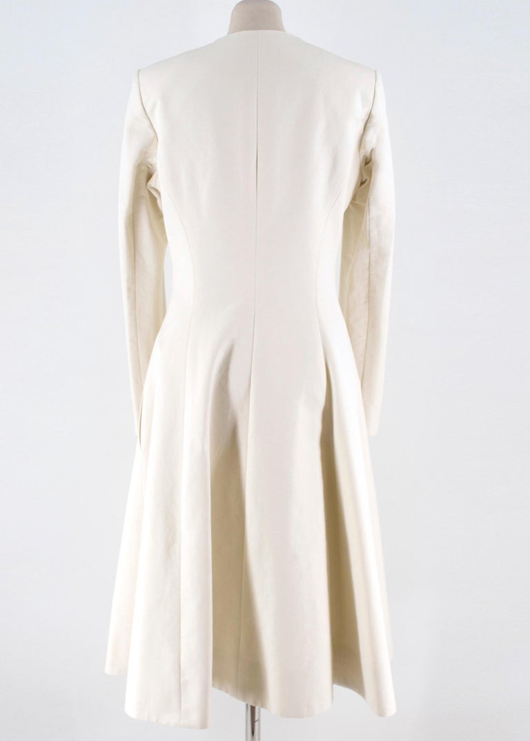 Brock Collection white collarless faille coat US 6 For Sale at 1stDibs