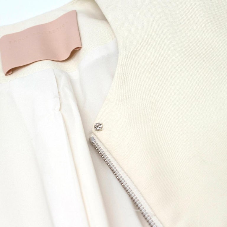Brock Collection white collarless faille coat US 6 For Sale at 1stDibs